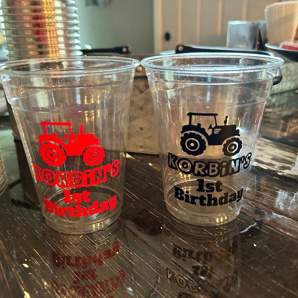 Personalized Tractor Birthday Party Cups - Farm Theme Favors - Etsy