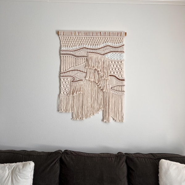 Macrame Wall Hanging Boho Decor Fiber Wall Art Abstract Macrame Long ...