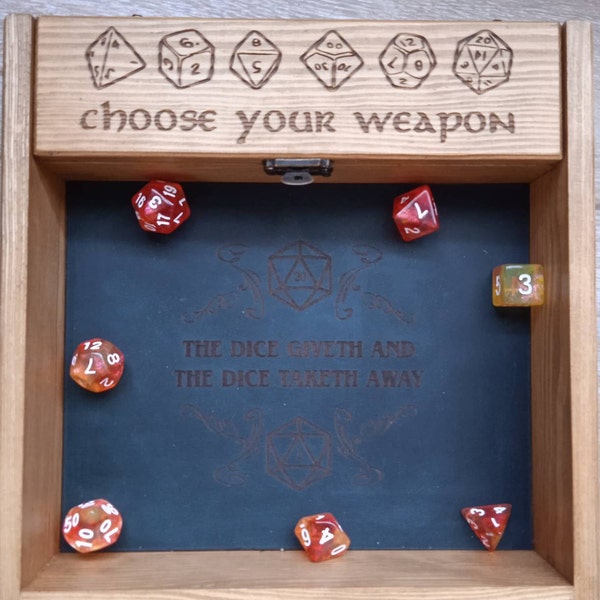 Custom Wooden DND Dice Box Tray RPG Dice Rolling Mat Tabletop Games D&D ...