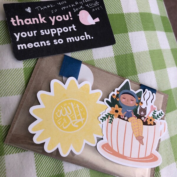 Cute Hijabi Girl in Coffee Cup Muslim Stationary Muslim Sticker Hijabi ...