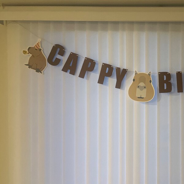 Capy Birthday Banner Bunting Digital Download Capybara Party Wall ...