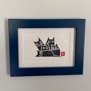 Garden Cat Block Print-small Linocut Handmade - Etsy