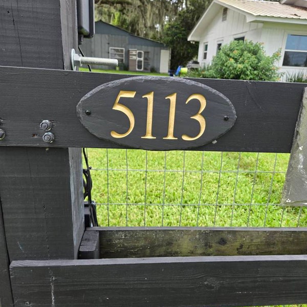SLATE House Numbers ( Carved Stone ) Marker / Home Address Sign Plaque ...
