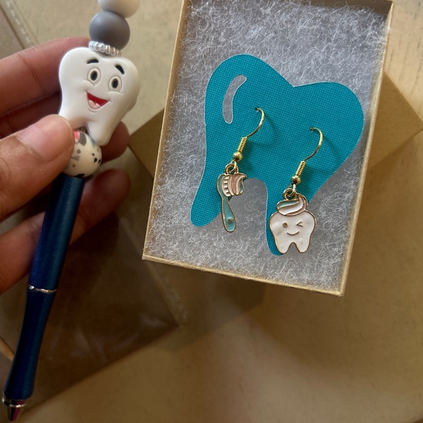 Dental Earrings, Floss, Molar Tooth, Toothbrush and Toothpaste, Tooth ...