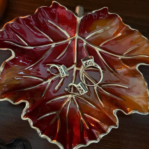 Maple Leaf Dish, Fall Decor, Trinket Tray, Plant Trinket Tray, Candy ...