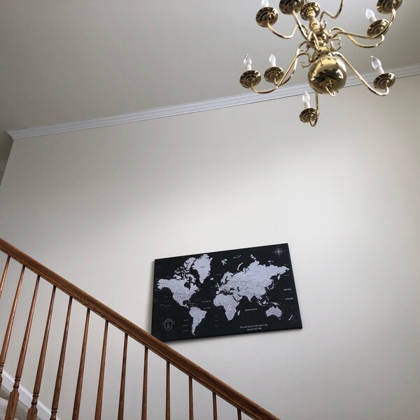 Dark Gray Push Pin World Map Personalized World Map Dark Gray Push Pin ...