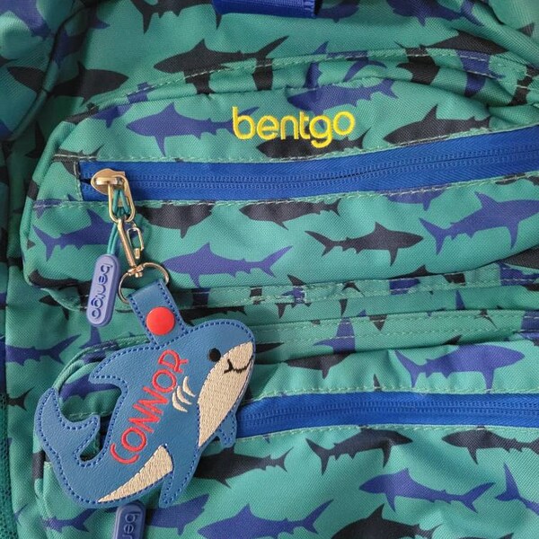 Shark Personalized Name Tag, School Backpack Tag, Blue Shark Snap Tab ...