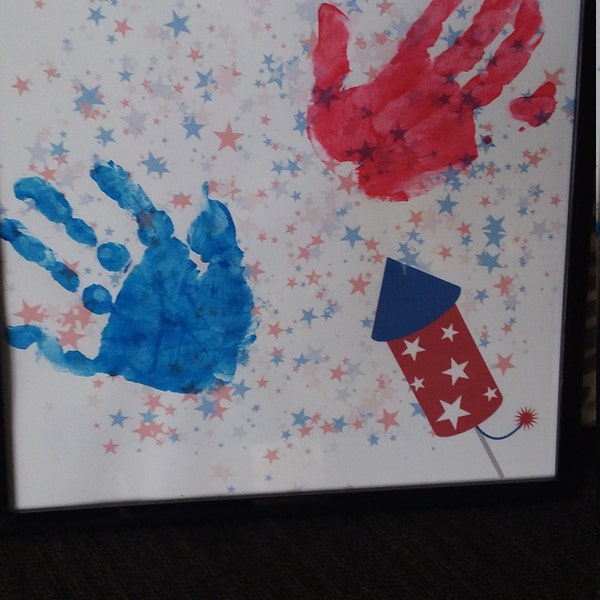 Fireworks Handprint Art for July 4th, USA Independence Day, Patriotic ...