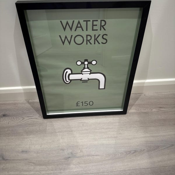Set of 2 Custom Monopoly Print and Waterworks, Monopoly Wall Art Poster ...