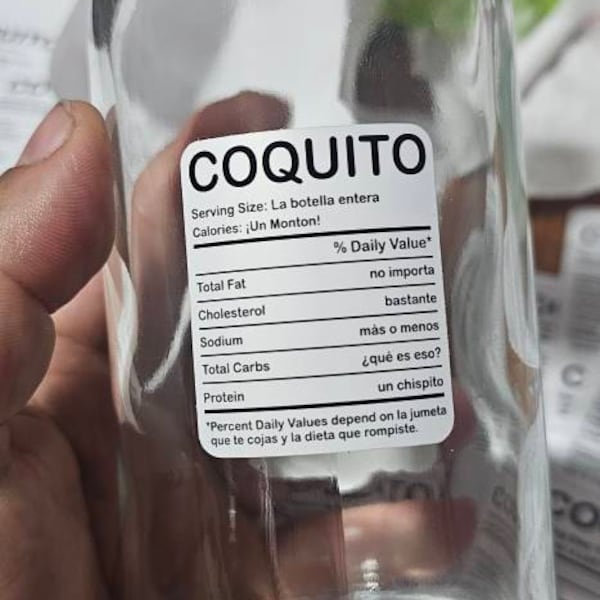 Funny Coquito Nutrition Label (english, Spanish, and a Mixed Version ...