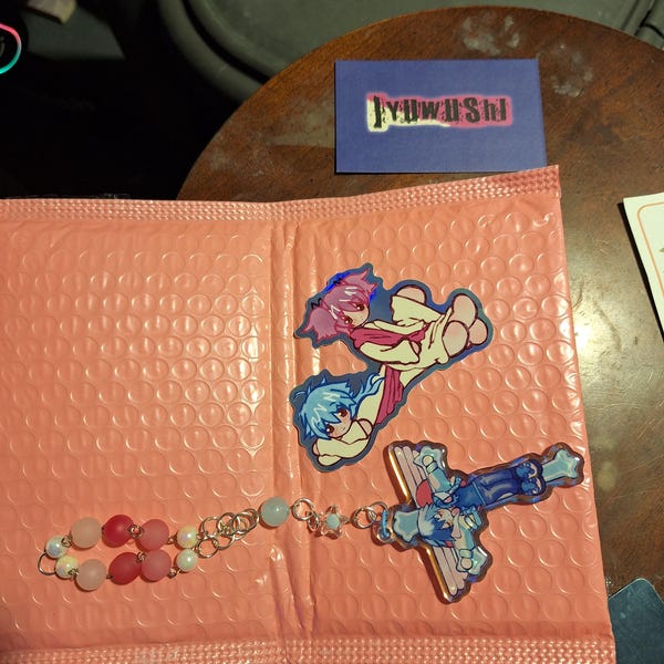 Yaoi & Yuri Jesus Seragaki Aoba + Kaname Madoka Keychain / Rosary (3 ...