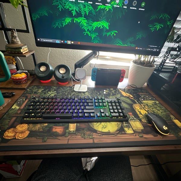 Neon Skull Desk Mat, Psychedelic Office Decor, Cool Monster Desk Pad ...