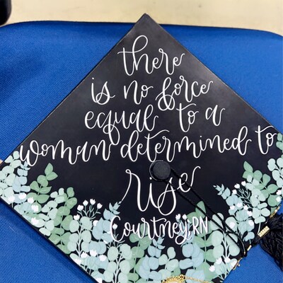 Custom eucalyptus Greenery Graduation Cap Topper, SLP Graduation Cap ...