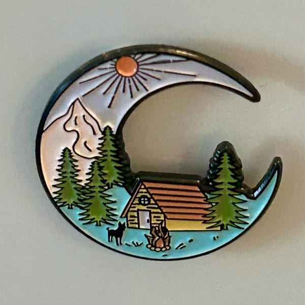 Outdoor Adventures Camping, Mountain, Little Cabin Soft Enamel Pin ...