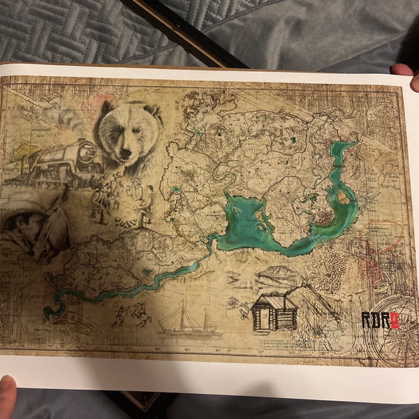 Full RDR2 Map Collectable Guide Hidden Location Print Video Game Wall ...