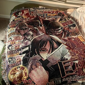 Anime Handmade Woven Tapestry Blanket, 100% Cotton, Anime Throw ...