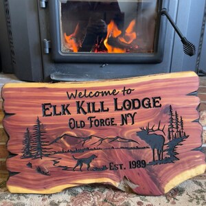 Live Edge Wood Sign Wooden Cedar Carve Cabin Outdoor Sign Custom Wood ...