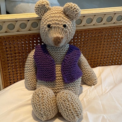 Easy Beginner Garter Stitchtoy Teddy Bear 35cm Tall Chunky 12 Ply Wool ...