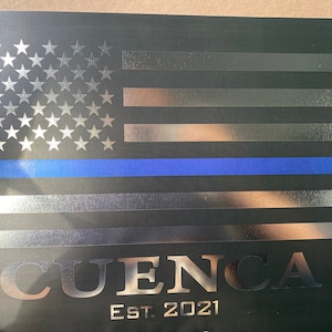 Police Officer Gift, Personalized Thin Blue Line Flag - Etsy