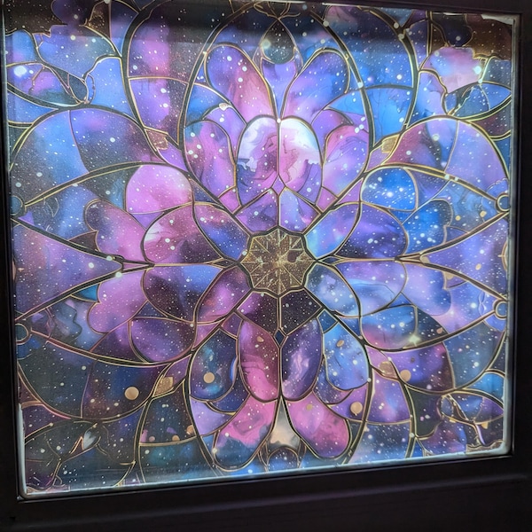Peony Stained Glass Window Cling Beautiful Flower Window Artwork Window ...