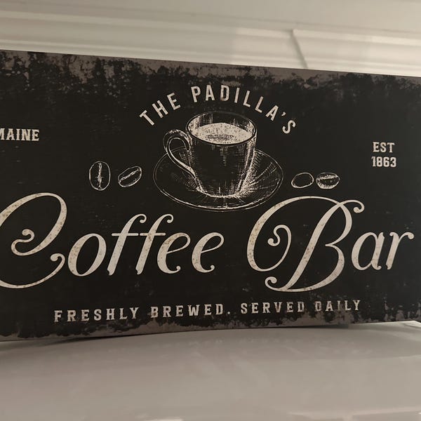 Coffee Bar Sign Freshly Brewed Coffee Beans Artwork Large Wall Art ...