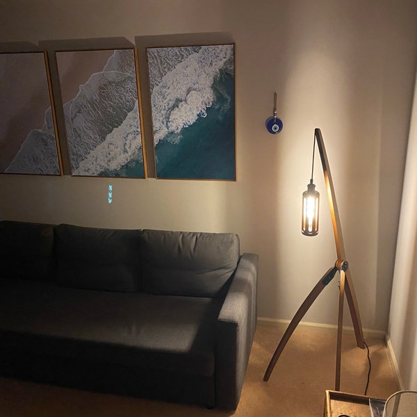 Mid Century Modern Designed Walnut Table Lamp Made From Natural ...