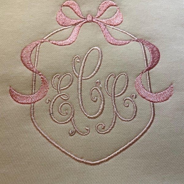 Bow Monogram Frame, Machine Embroidery Design, Long Tail Bow Frame ...