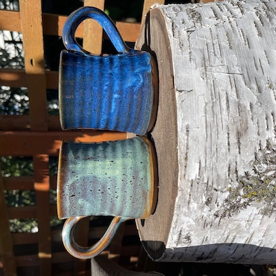 Rustic Mug, Handmade Coffee Mug in Bright Blue - Etsy