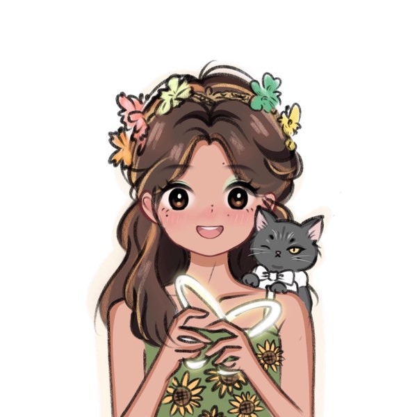 Custom Hand Drawn Anime Style Portraits, Portraits From Photo, Drawing ...