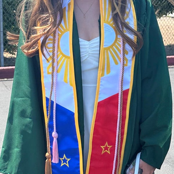Philippines Flag Embroidered Graduation Stole | Sash | Scarf | Filipino ...