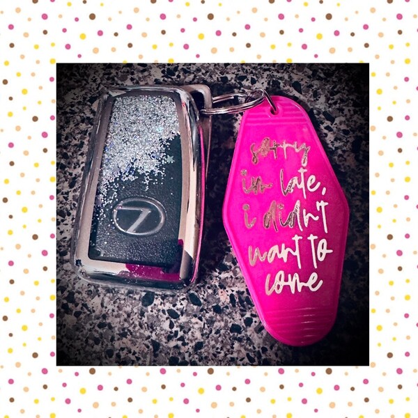 Sorry I'm Late, Retro Motel Keychain, Colorful Keychain, Funny Retro ...