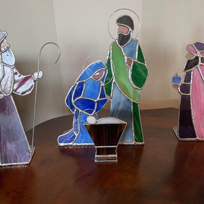 Stained Glass Nativity Set 14 Pieces - Etsy