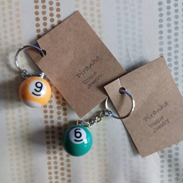 Pool Ball 8 Ball Keychain, Lucky Bag Purse Charm, Magic Keyring, Solids ...