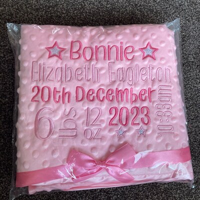 Personalised Embroidered Soft Baby Blanket With Name, Beautiful Script ...