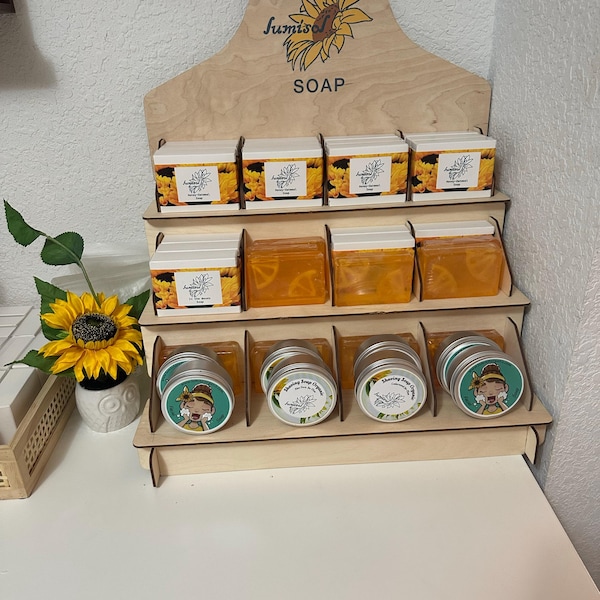 Soap Display Stand: Custom 3-tier Wooden Vendor Shelf, Tabletop Soap ...