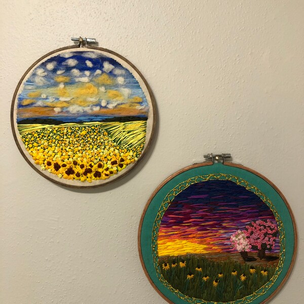 Northern Lights- Hand Embroidery Thread Painting and Needle Felted ...