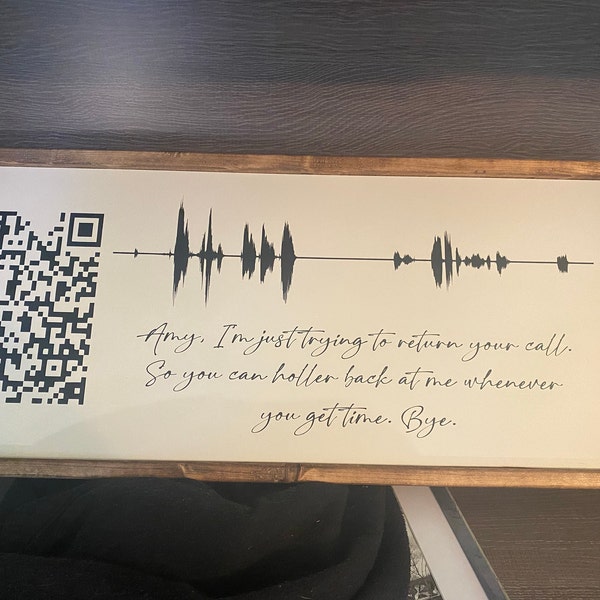 Voice Memo Wooden Sign Memorable Sign QR Code Sign Sound Wave Sign ...