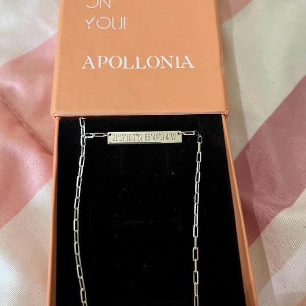 14K Gold Custom Coordinate Necklace, Personalized Coordinate | Engraved ...