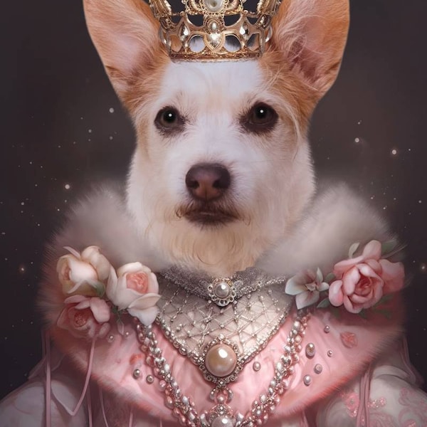 Custom Princess Pet Portrait, Royal Dog Portrait, Gift for Dog Lover ...