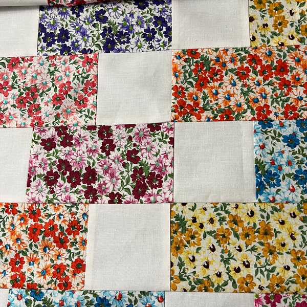 Brick Flowers Quilt Kit Fabric Pattern and Binding and Backing Included ...