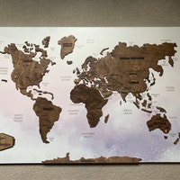World Map Push Pin Wall Art With FREE Pins, Cork World Map Board ...