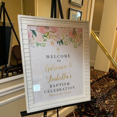 Baptism Decorations, Rustic Baptism Decor, Welcome Baptism Watercolor ...