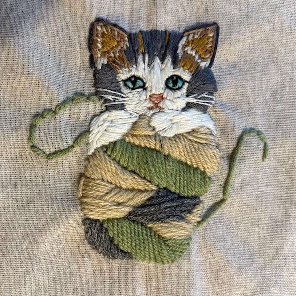 Cute Kitten Hand Embroidery Pattern PDF, Kitten Pattern, Playful Kitten ...