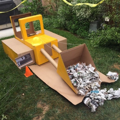 Build-your-own Cardboard Box Bulldozer and Cardboard Box Car ...