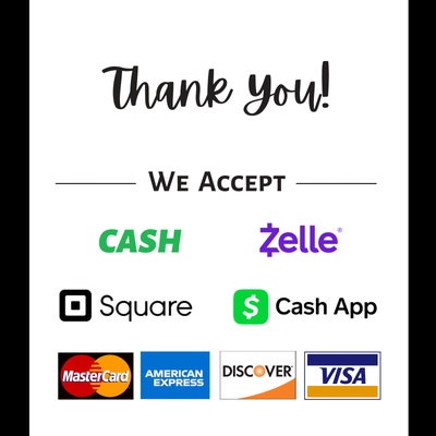 Printable Payment Sign We Accept Credit Cards Sign Vendor Payment Sign ...