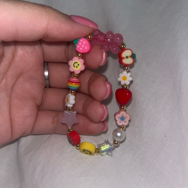 Charmed Bracelet. Heart Charm. Gift for Her. Heart Bracelet. Beaded ...