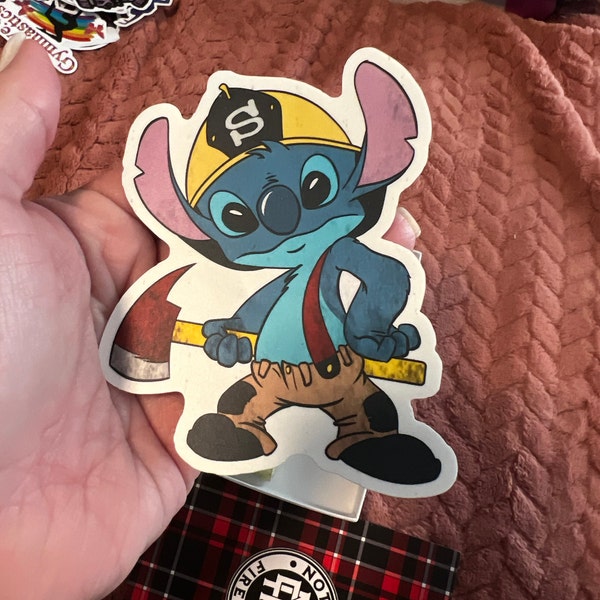 Fuzzy Alien Firefighter Sticker - Etsy