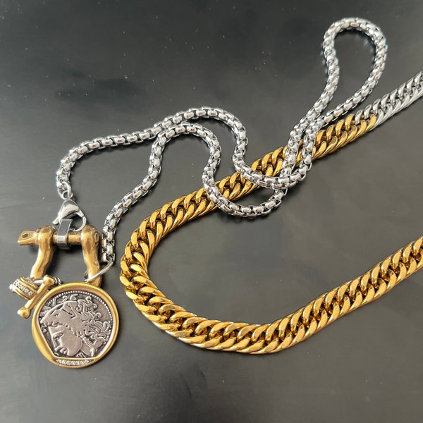 Layered Mixed Chain Necklace Set, Gold Multi Layer Necklace, Mixed ...