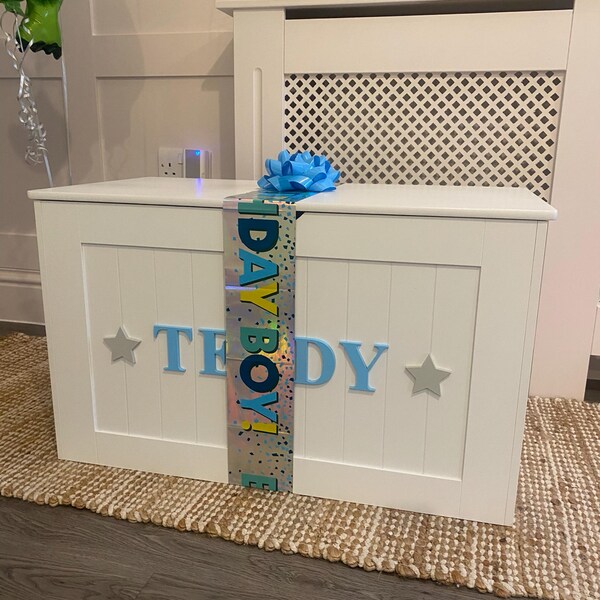 Toy Box Personalised Wooden Large Custom Bespoke White Nursery - Etsy UK