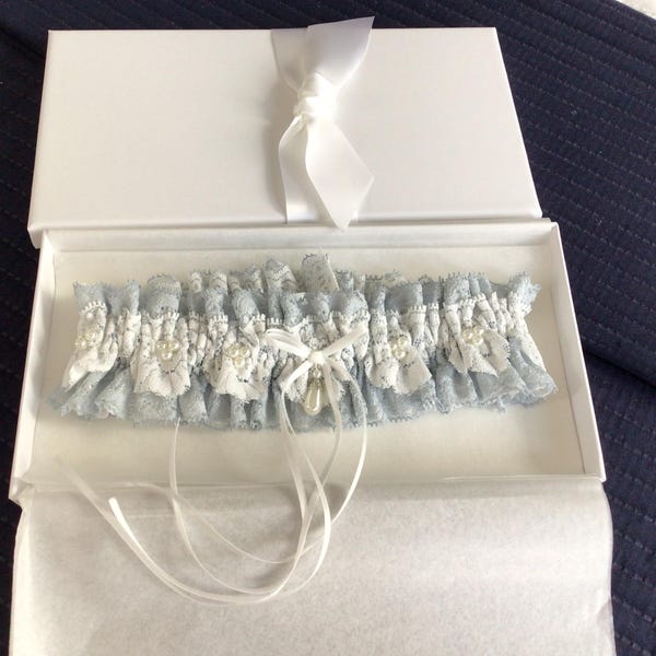 Personalized Garter Light Ivory Blue Lace Wedding Bridal Bridesmaids ...